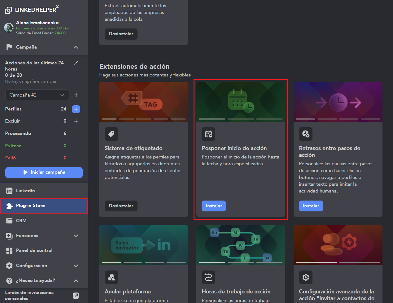 Complemento para posponer el inicio de la acción – Portal del cliente ...