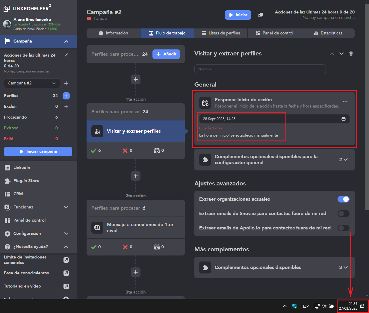Complemento para posponer el inicio de la acción – Portal del cliente ...