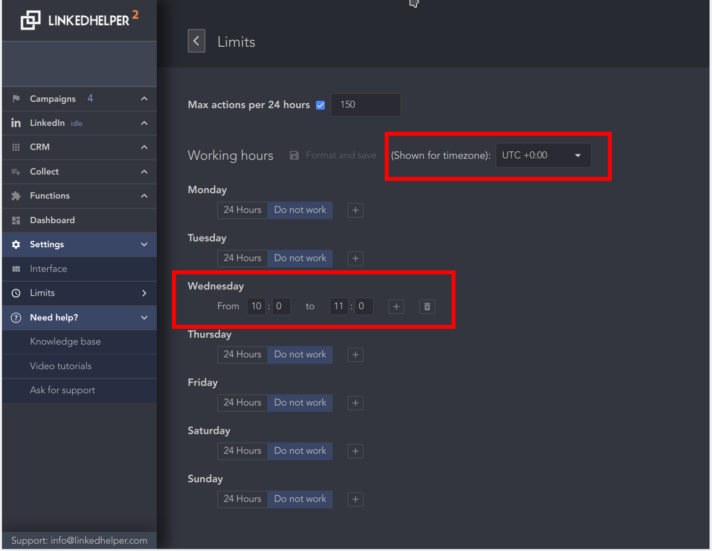 Working Hours and Limits – Linked Helper