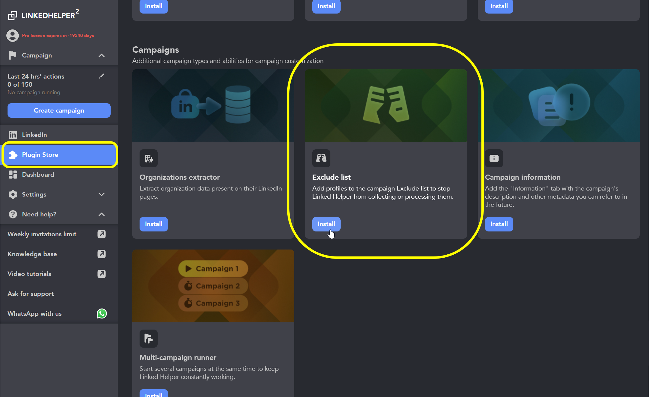 Exclude list plug-in – Linked Helper