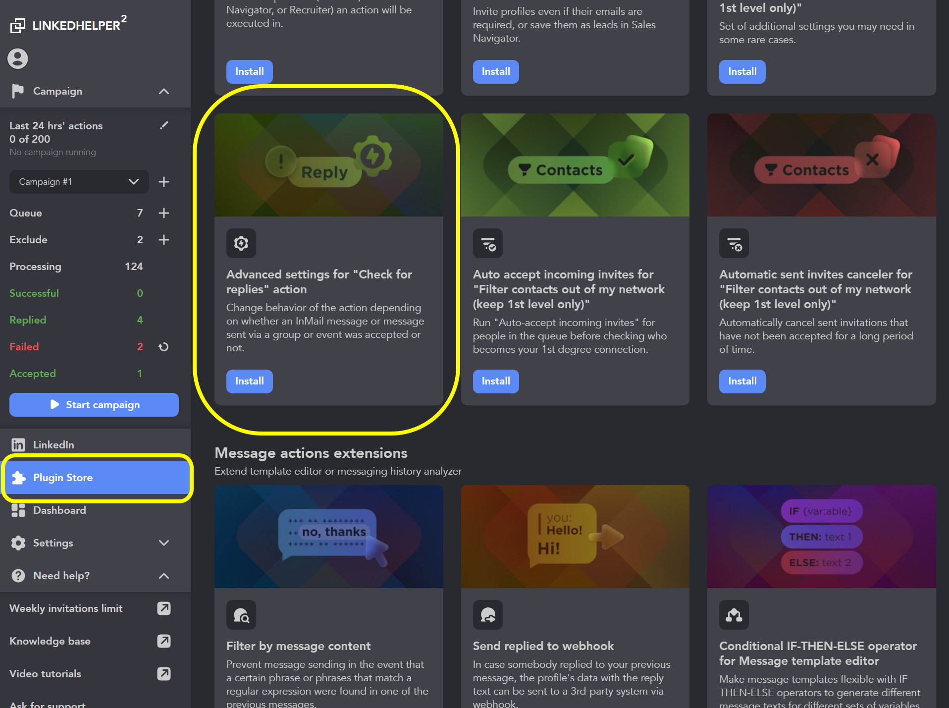 Advanced settings for Check for replies plug-in – Linked Helper