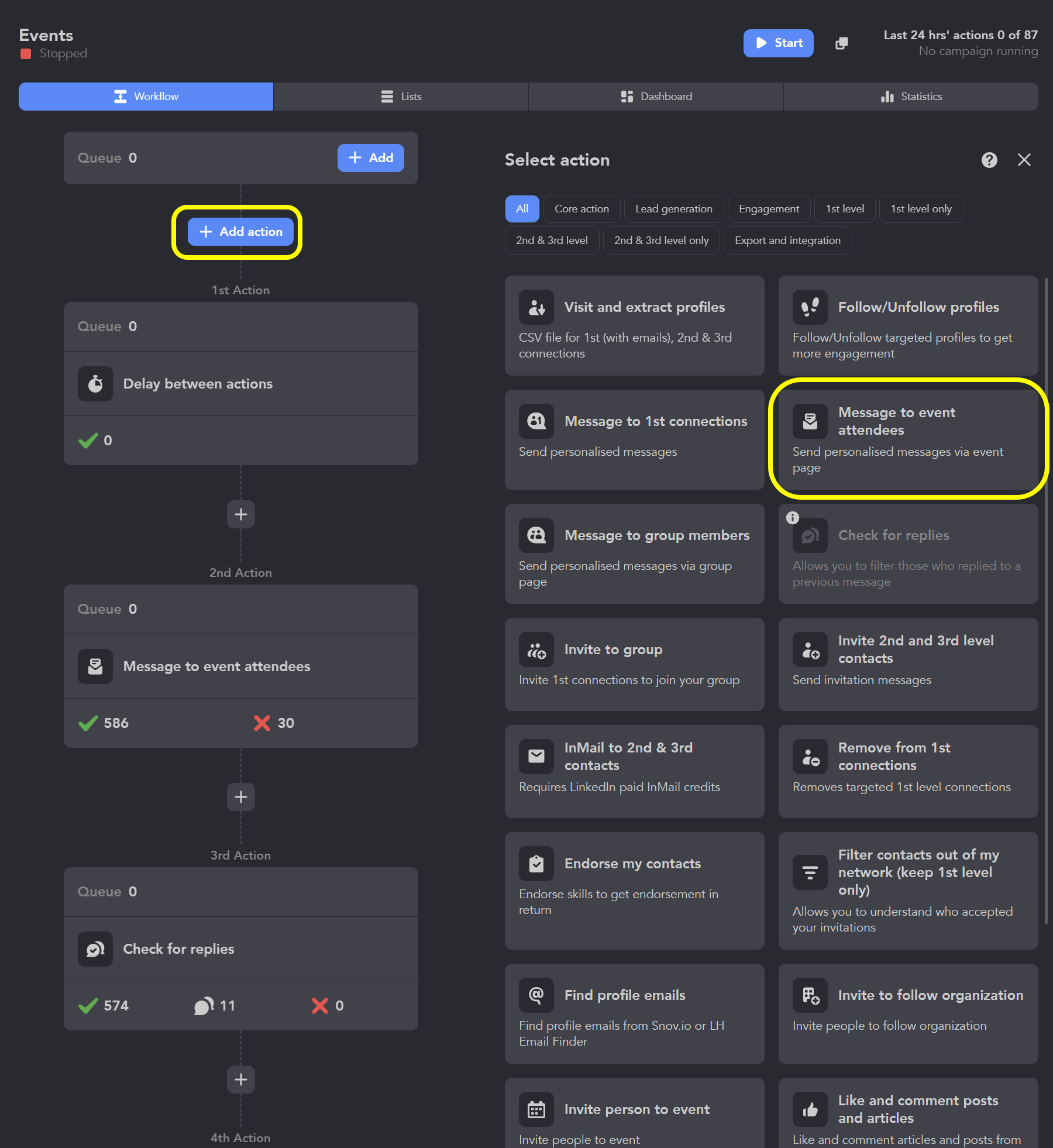 Message to event attendees – Linked Helper
