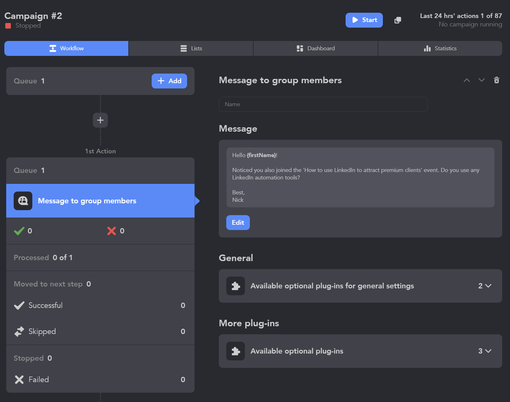 Message to group members – Linked Helper