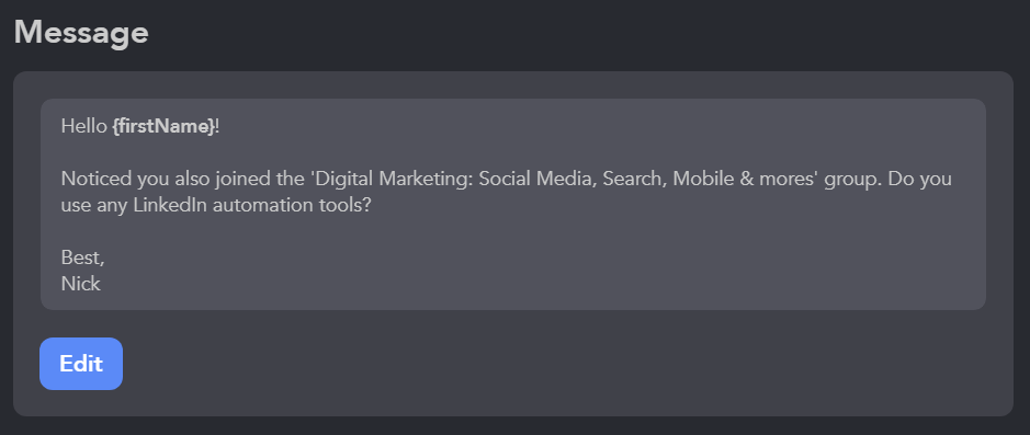 Message to group members – Linked Helper