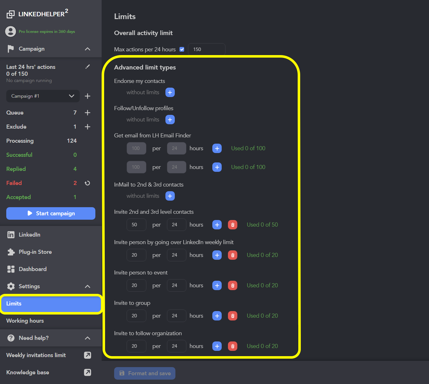 Working Hours and Limits – Linked Helper