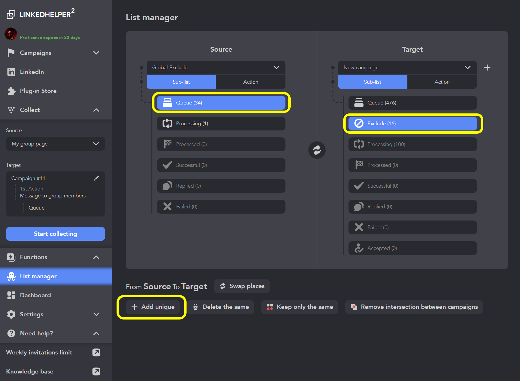 Is there a global Exclude list? – Linked Helper