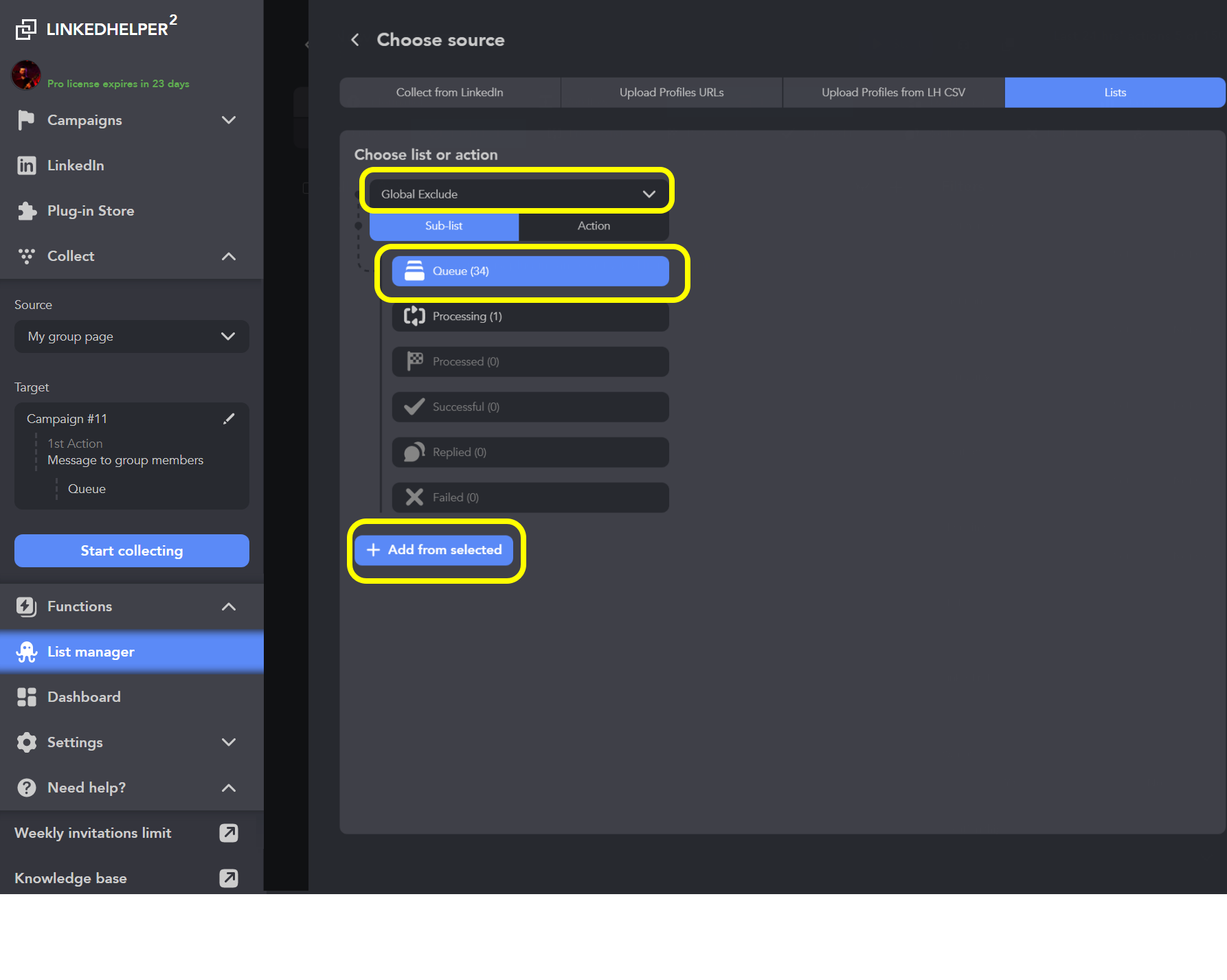 Is there a global Exclude list? – Linked Helper