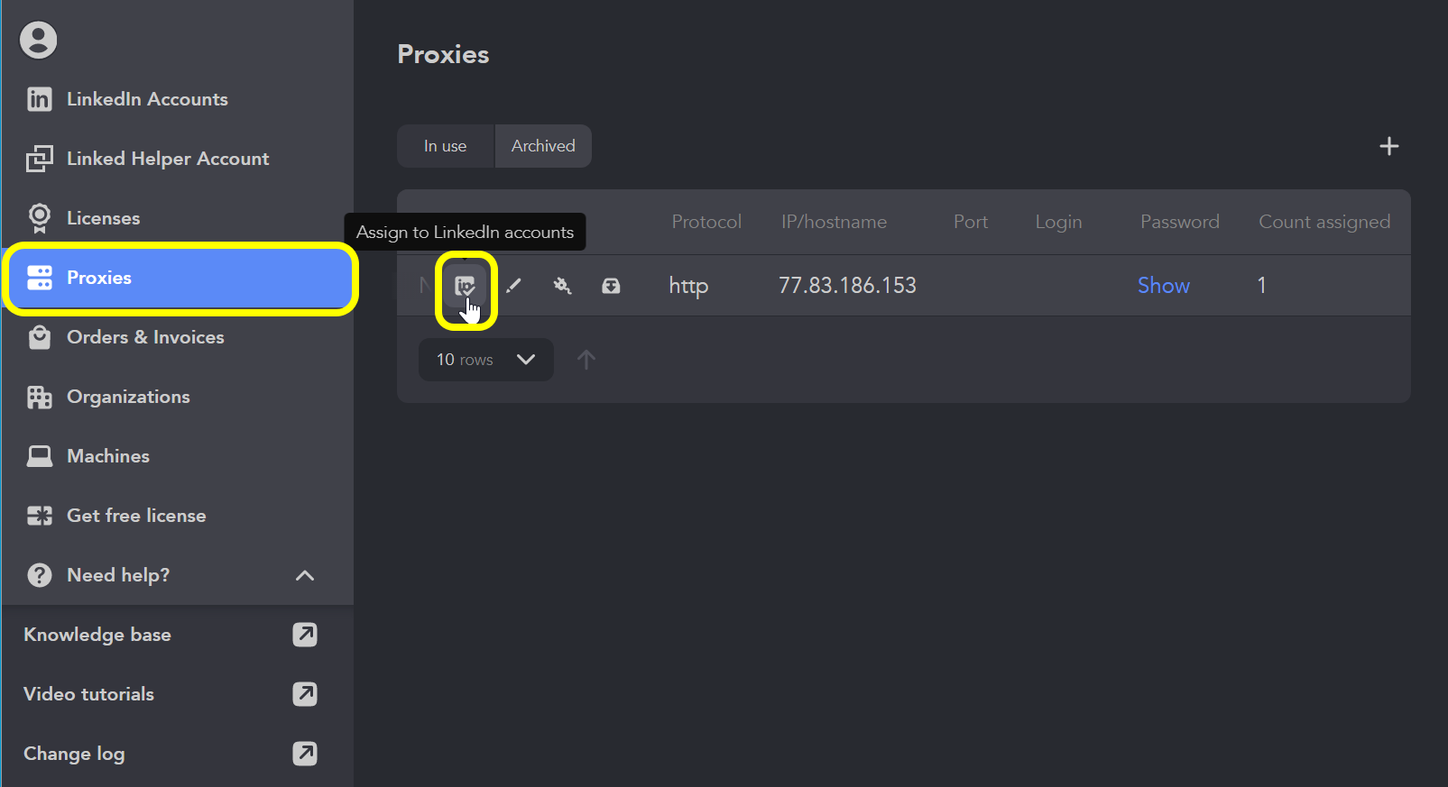 Proxies menu – Linked Helper