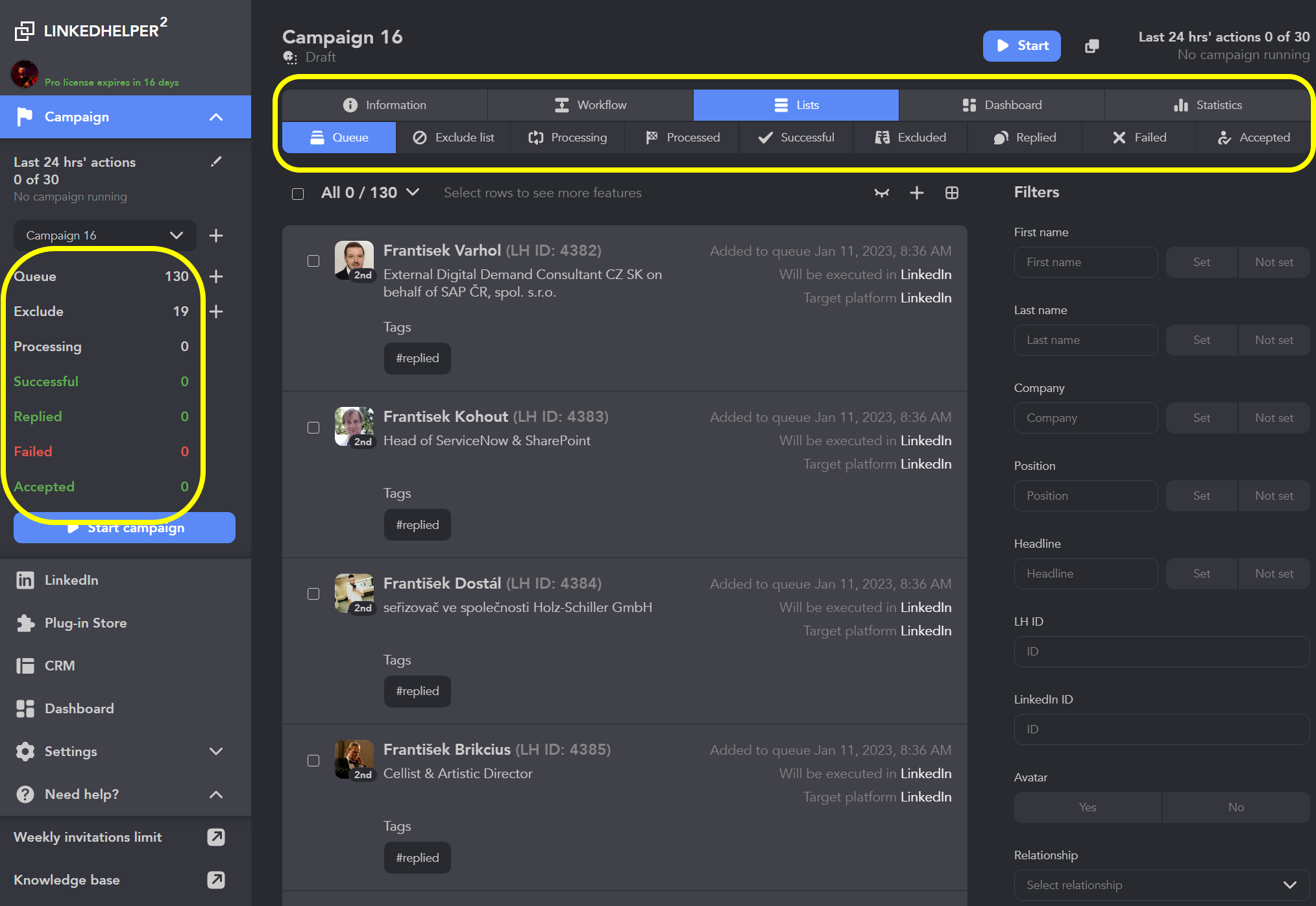 Linked Helper lists explained – Linked Helper