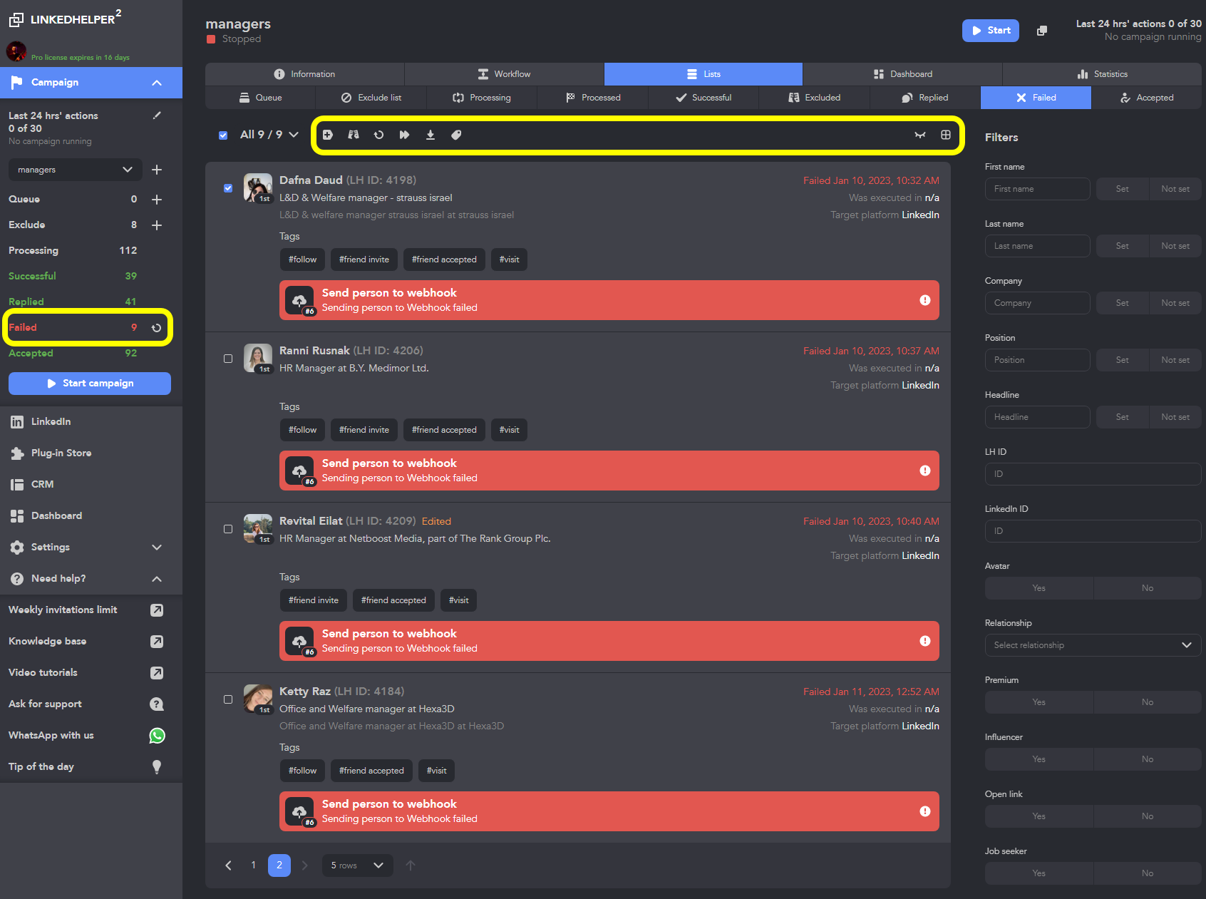 Linked Helper lists explained – Linked Helper